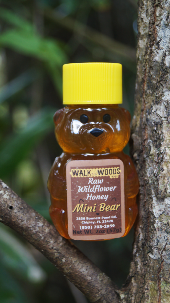 Mini Bear 2oz Raw Wildflower Honey - Walk in the Woods Apiary